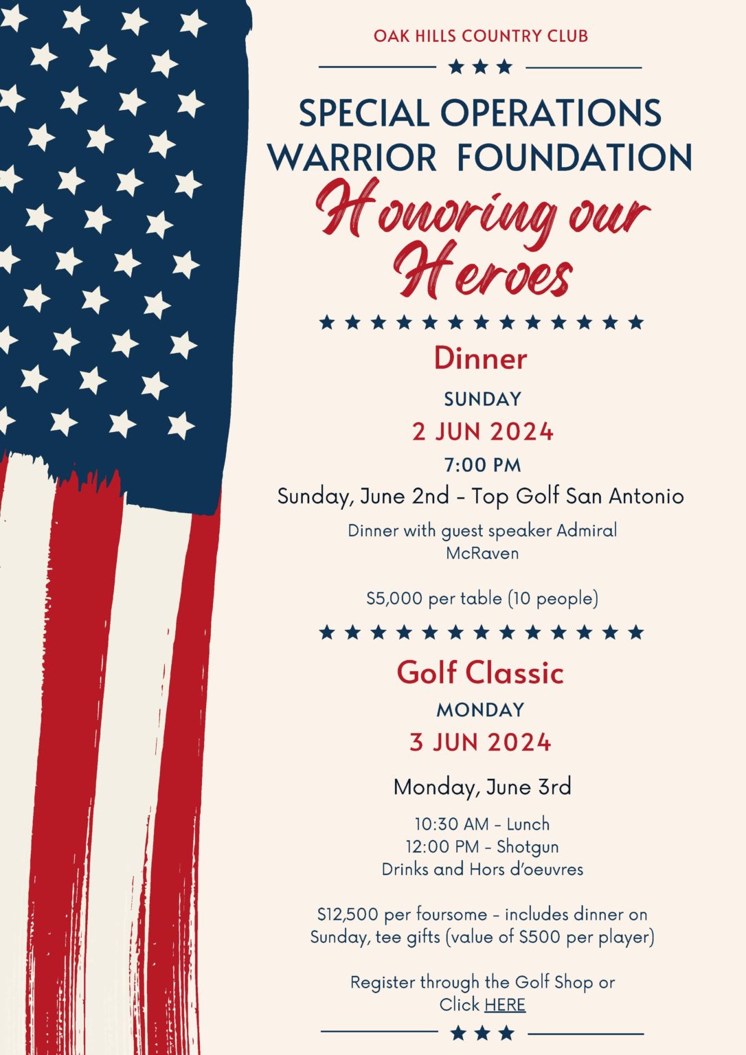 Honoring Our Heroes Golf Classic - Special Operations Warrior Foundation